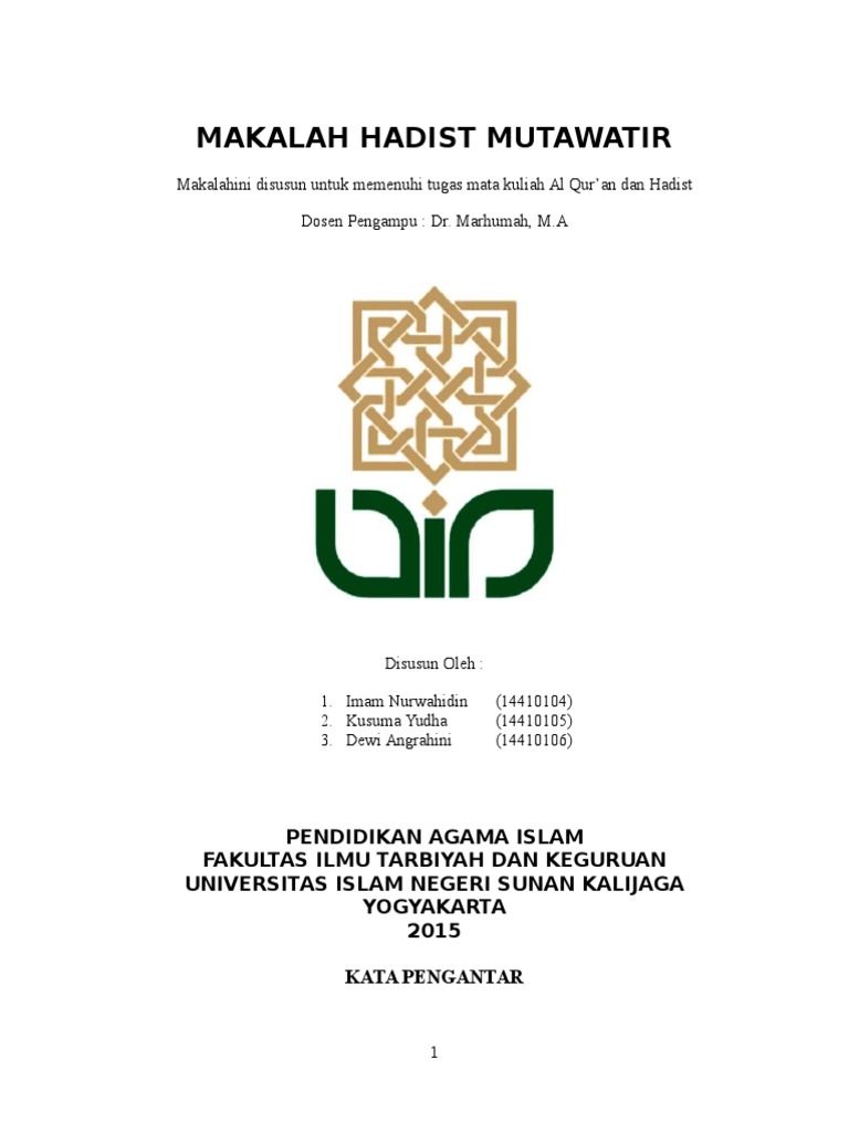 Makalah Hadis Mutawatir | PDF