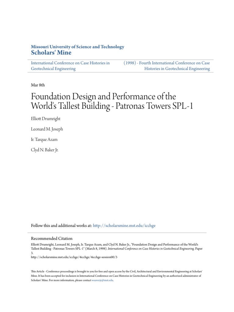 Foundation Design and Performance of The Worlds Tallest Building | PDF ...