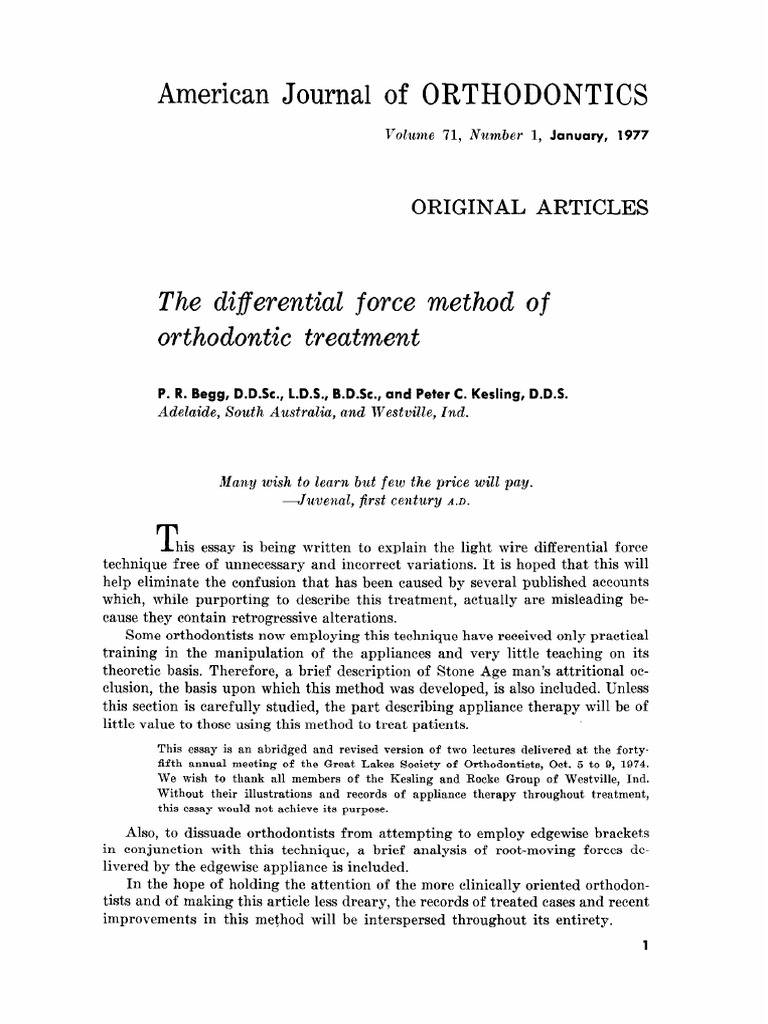 P.R. Begg - Peter C. Kesling - The Differential Force Method of ...