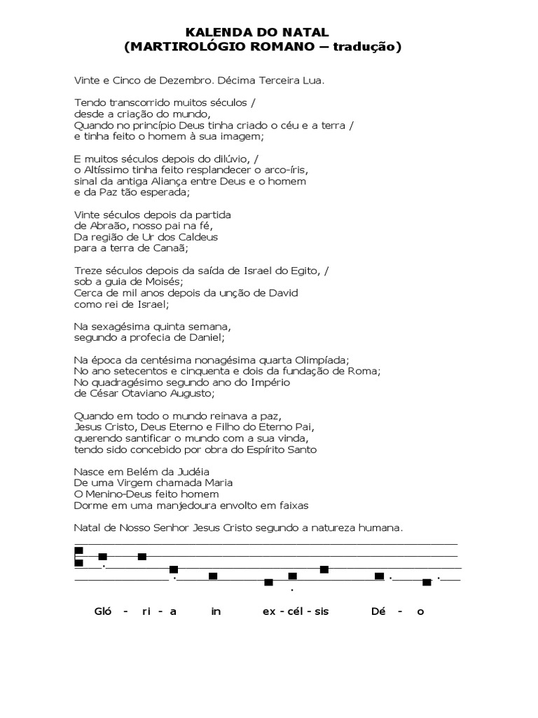 Kalenda Do Natal (MARTIROLÓGIO ROMANO – tradução)