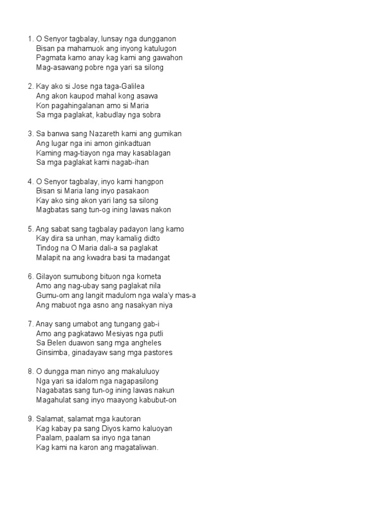 O Senyor Tagbalay Lyrics | PDF