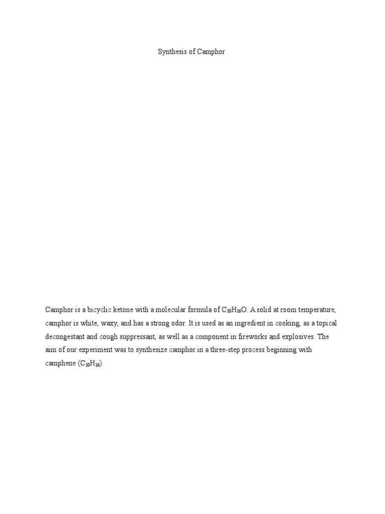 Camphor Lab Report | PDF | Acid | Functional Group