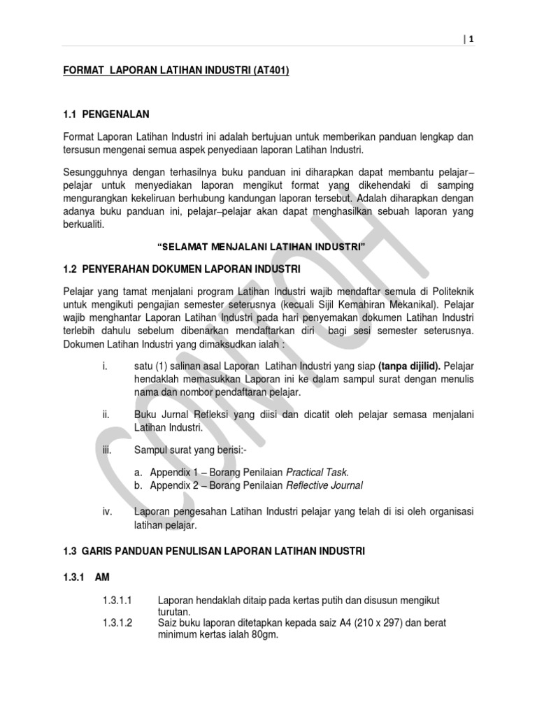 2014.1 Contoh Format Penulisan Laporan Li Terkini PDF | PDF