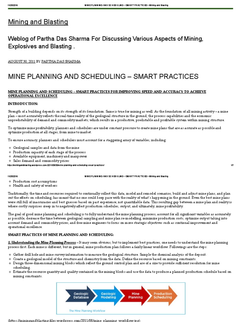 Mine Planning and Scheduling - Smart Practices - Mining and Blasting ...