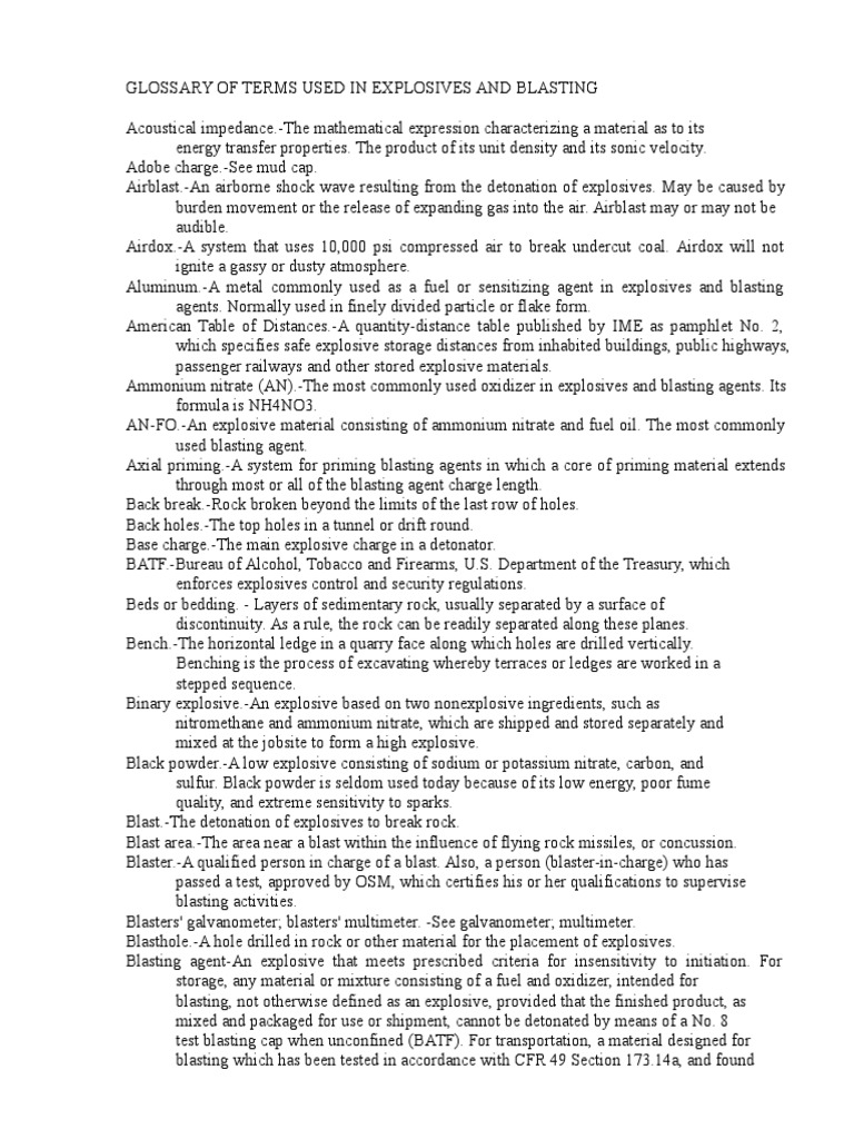 Explosives and Blasting Terminology | PDF | Explosive Material | Explosion
