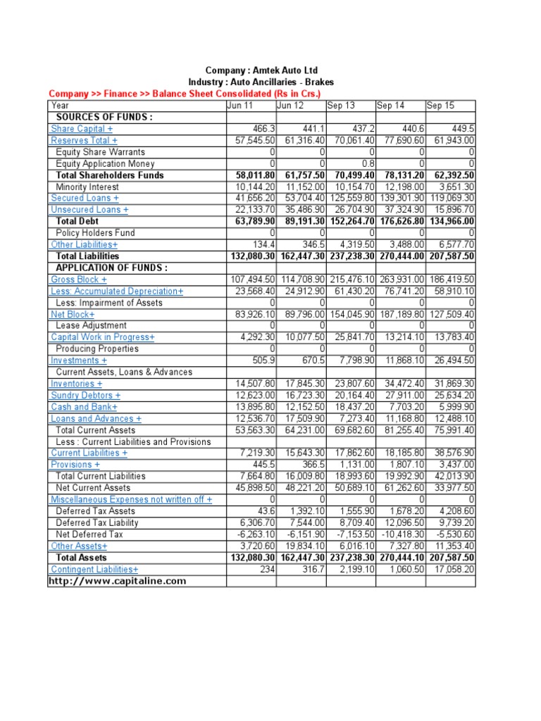 Financial Analysis Amtek Auto | PDF