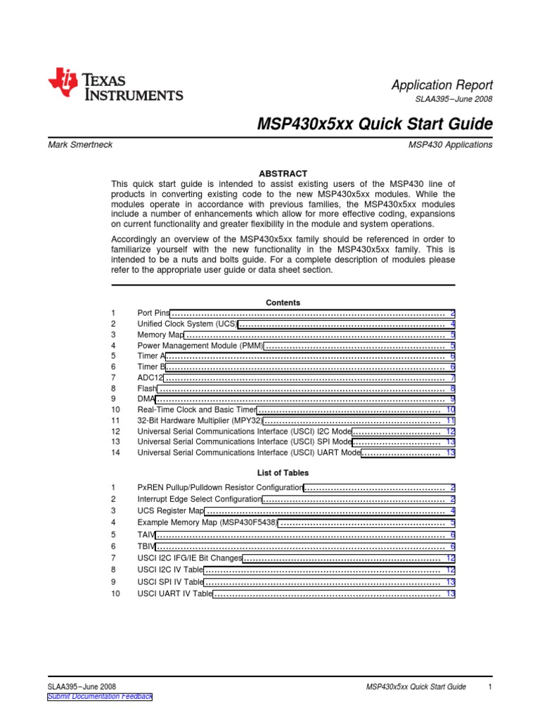 MSP430x5xx Quick Start Guide: Application Report | PDF | Flash Memory | Computer Architecture