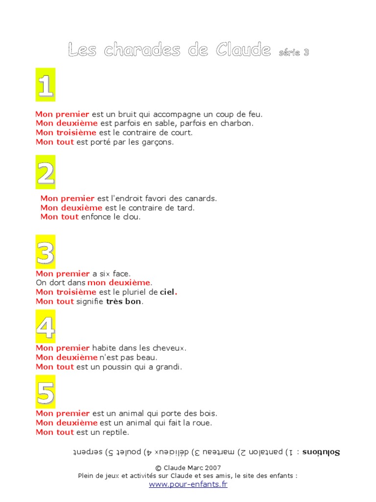 Imprimer Charades 3 | PDF