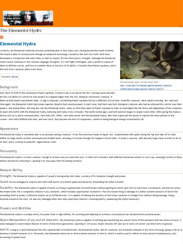 The Elemental Hydra - Ultra Dragon Ball Wiki - Fandom Powered by Wikia ...