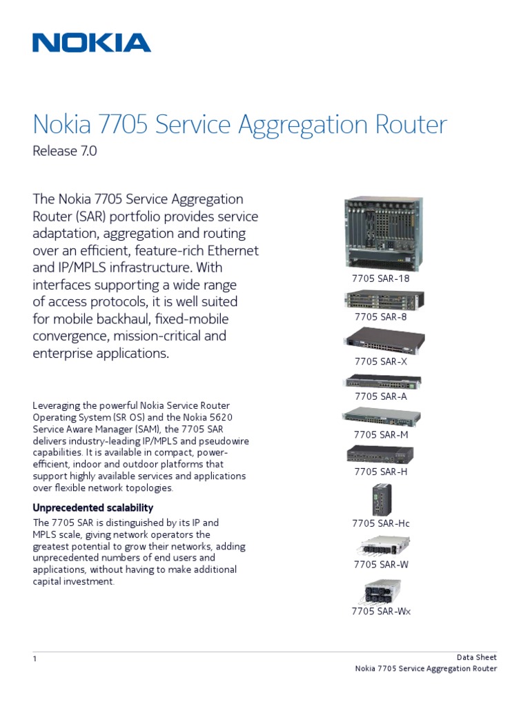 Nokia 7705 SAR Series - Datasheet | PDF | Virtual Private Network ...