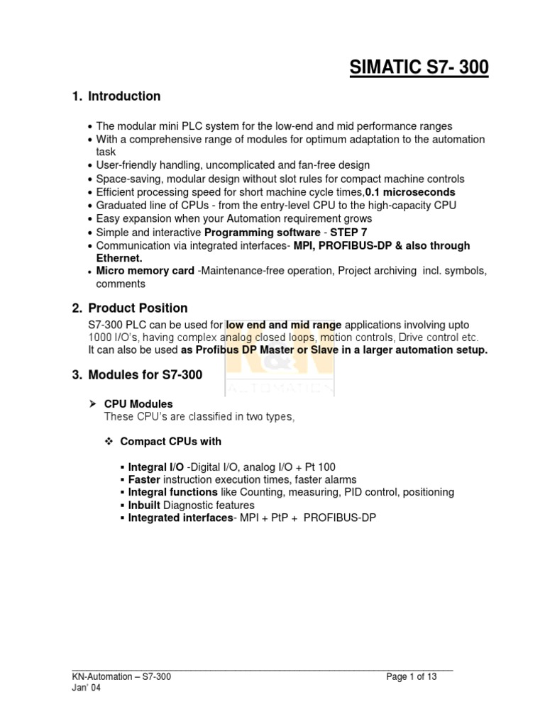 SIMATIC S7-300: Ethernet. Micro Memory Card - Maintenance-Free Operation, Project Archiving Incl ...