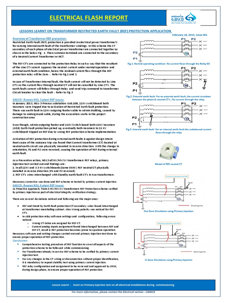 Restricted Earth Fault Protection Notes | PDF | Transformer | Relay