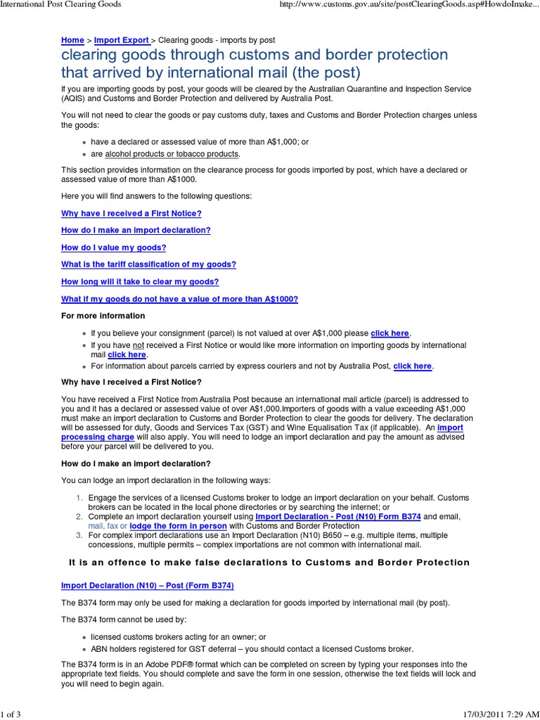 Clearing Goods Imported by International Post: A Guide to the ...
