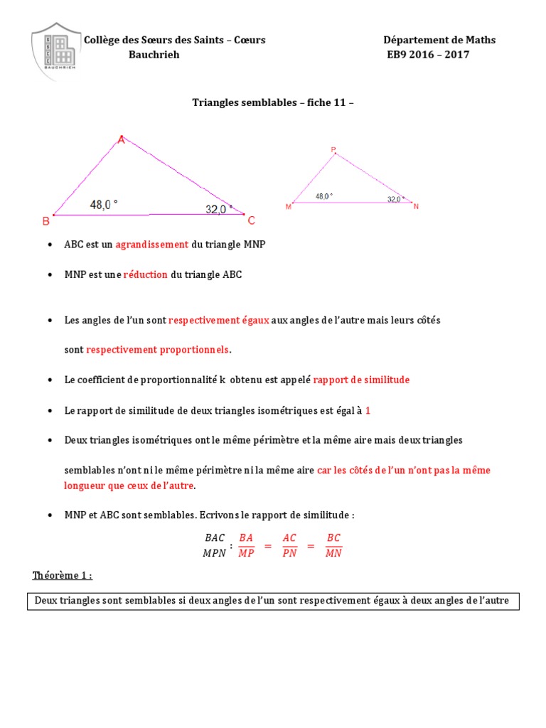 Triangles Semblables | PDF | Géométrie euclidienne | Géométrie euclidienne