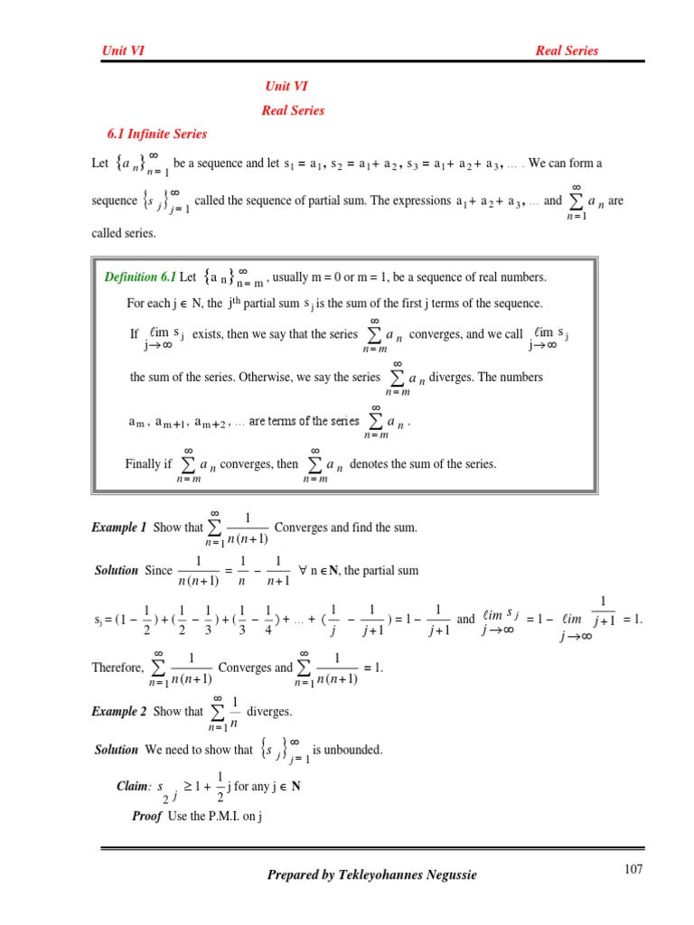 Unit VI, Real Series CALCULUS 3 | PDF | Series (Mathematics) | Sequence