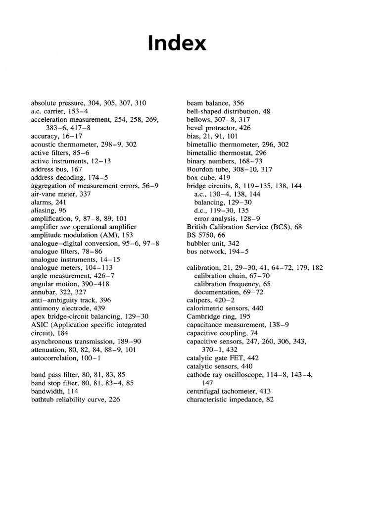 Index 2001 Measurement and Instrumentation Principles Third Edition ...