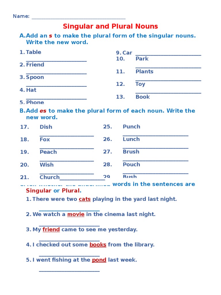 Singular and Plural Nouns Grade3 | PDF | Morphology | Linguistics