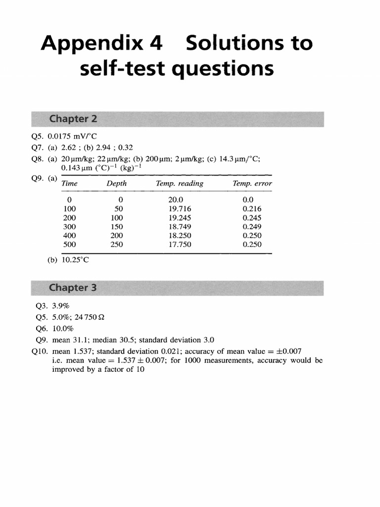 Appendix 4 Solutions To Self Test Questions 2001 Measurement and ...