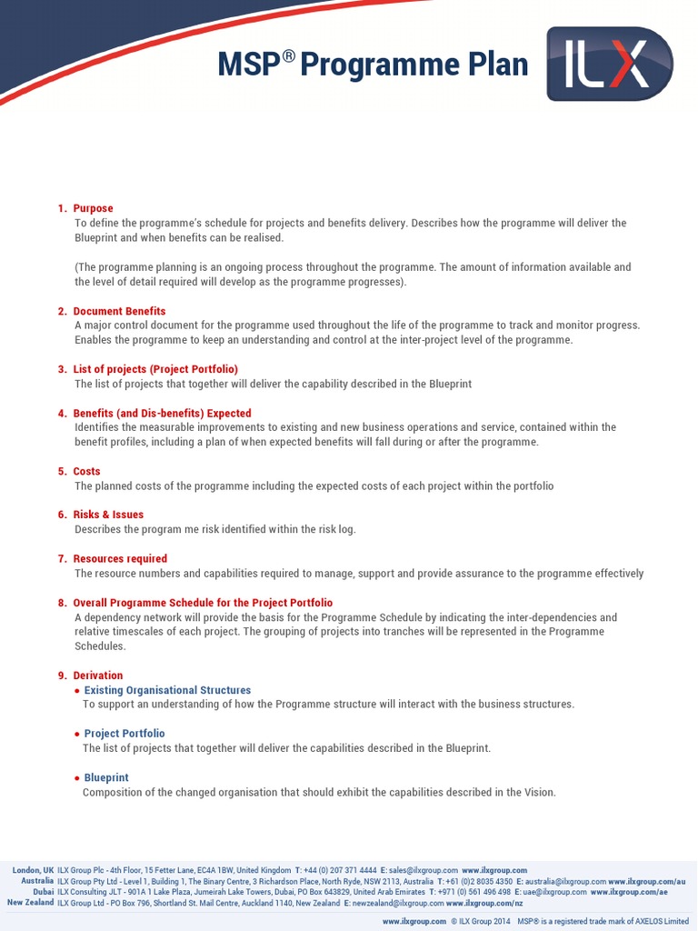 MSP Programme Plan | PDF | Accountability | Business
