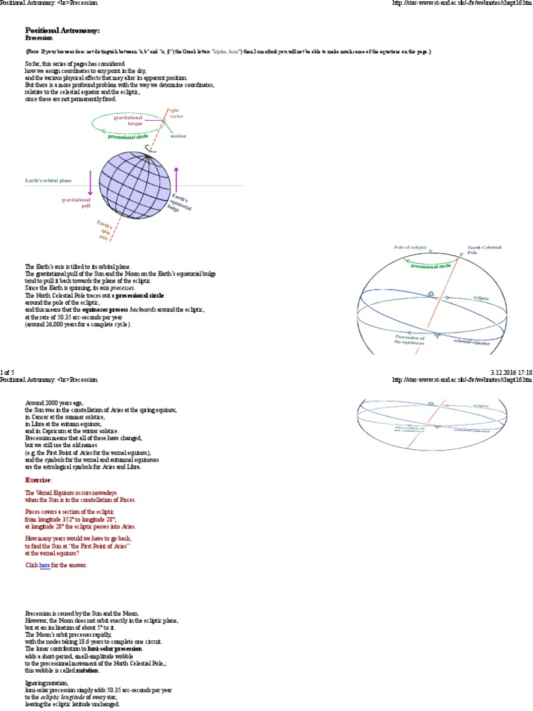 Positional Astronomy BR Precession | Download Free PDF | Scientific ...