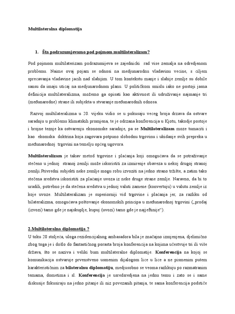 Multilateralna Diplomatija | PDF