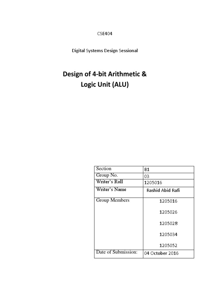ALU Final Report | PDF | Electronic Circuits | Digital Technology