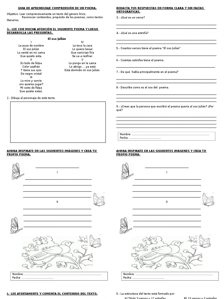 Comprension de Poema