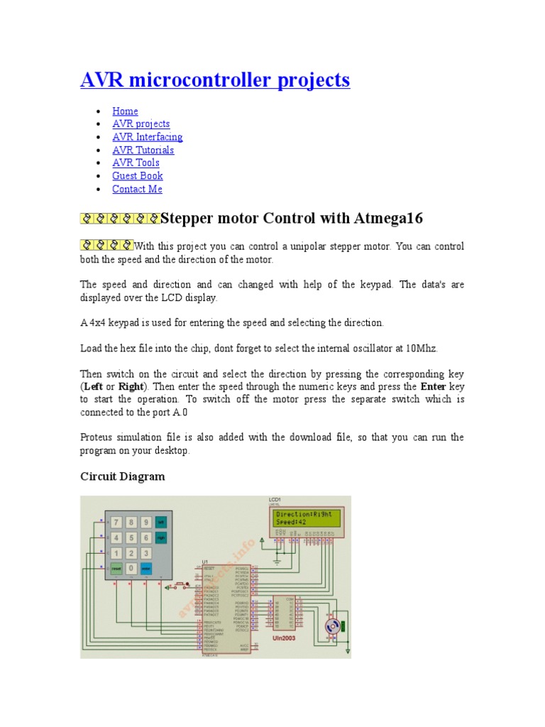 Stepper Motor Control With Atmega16 | PDF