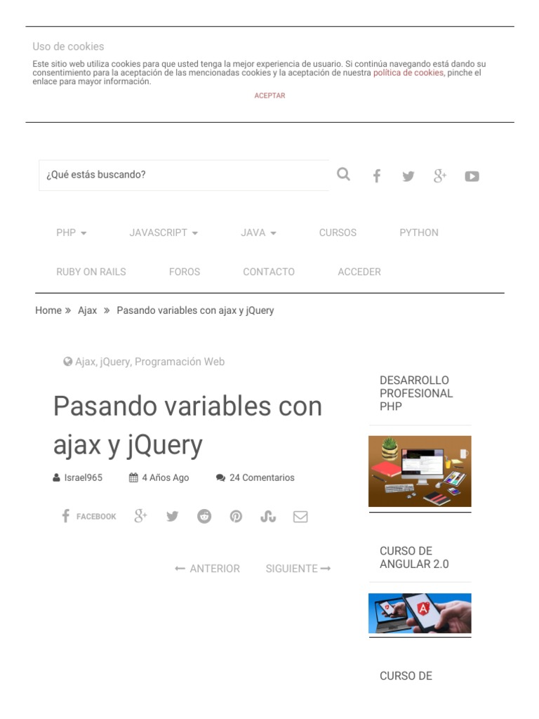 Variables con Ajax y jQuery en CodeIgniter | PDF | Cookie HTTP | Script Java