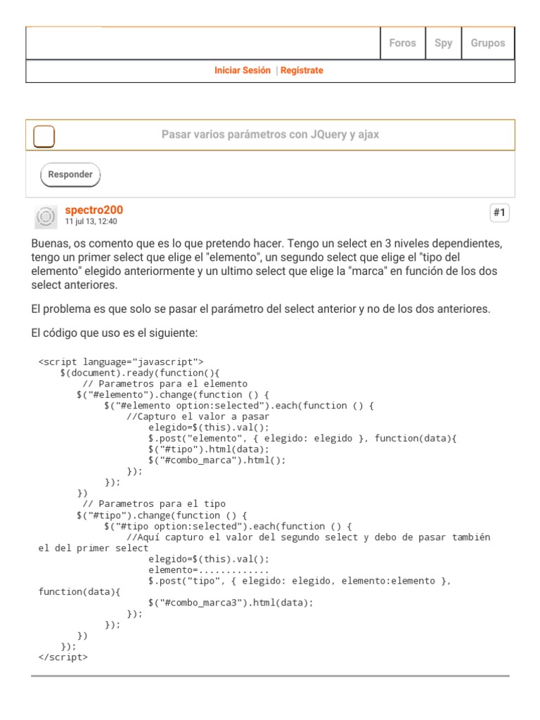 Pasar Varios Parámetros Con JQuery y Ajax Mediavida | PDF | J Query | Consorcio Mundial de la red