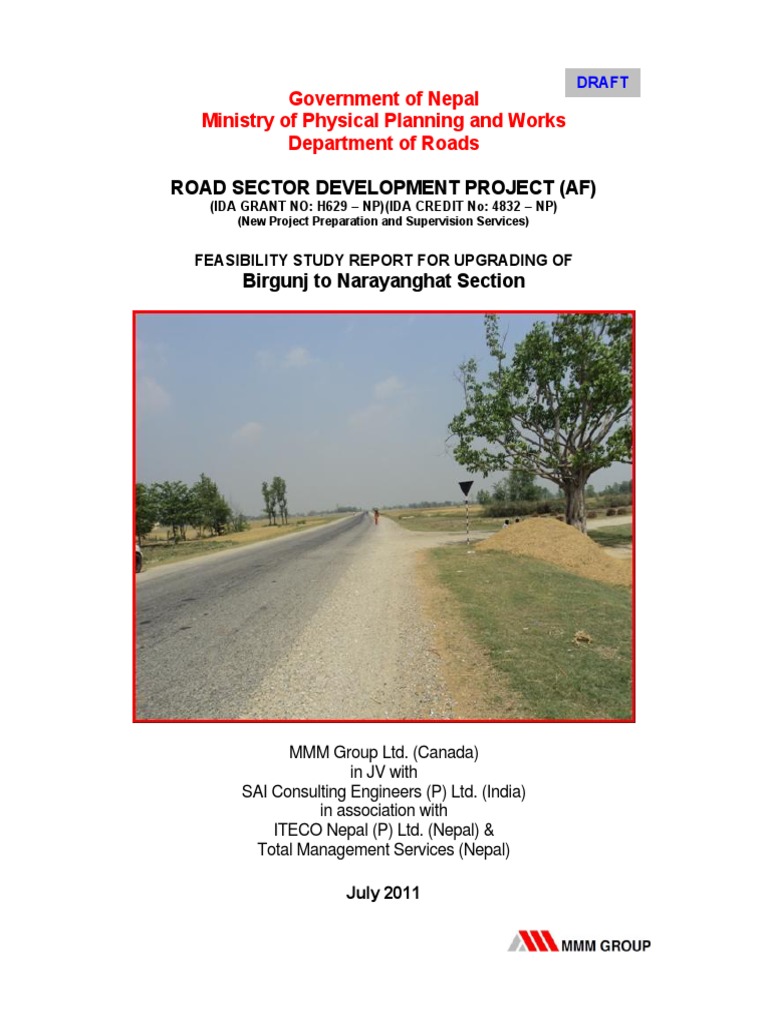 Birgunj-Narayanghat Road Feasibility Study | PDF | Road | Road Surface