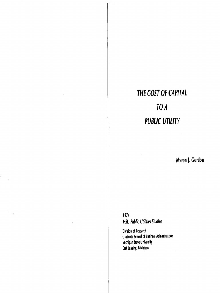 1974-The Cost of Capital To A Public Utility-Myron J.gordon | PDF