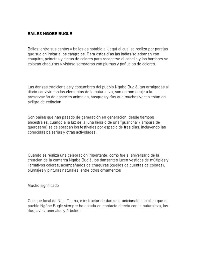 Bailes Ngobe Bugle | PDF | Naturaleza