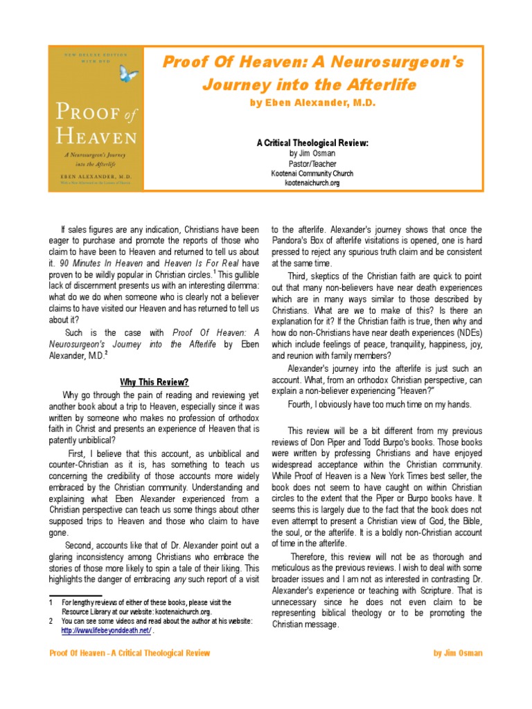 Proof Of Heaven - A Critical Theological Review | PDF | Afterlife ...