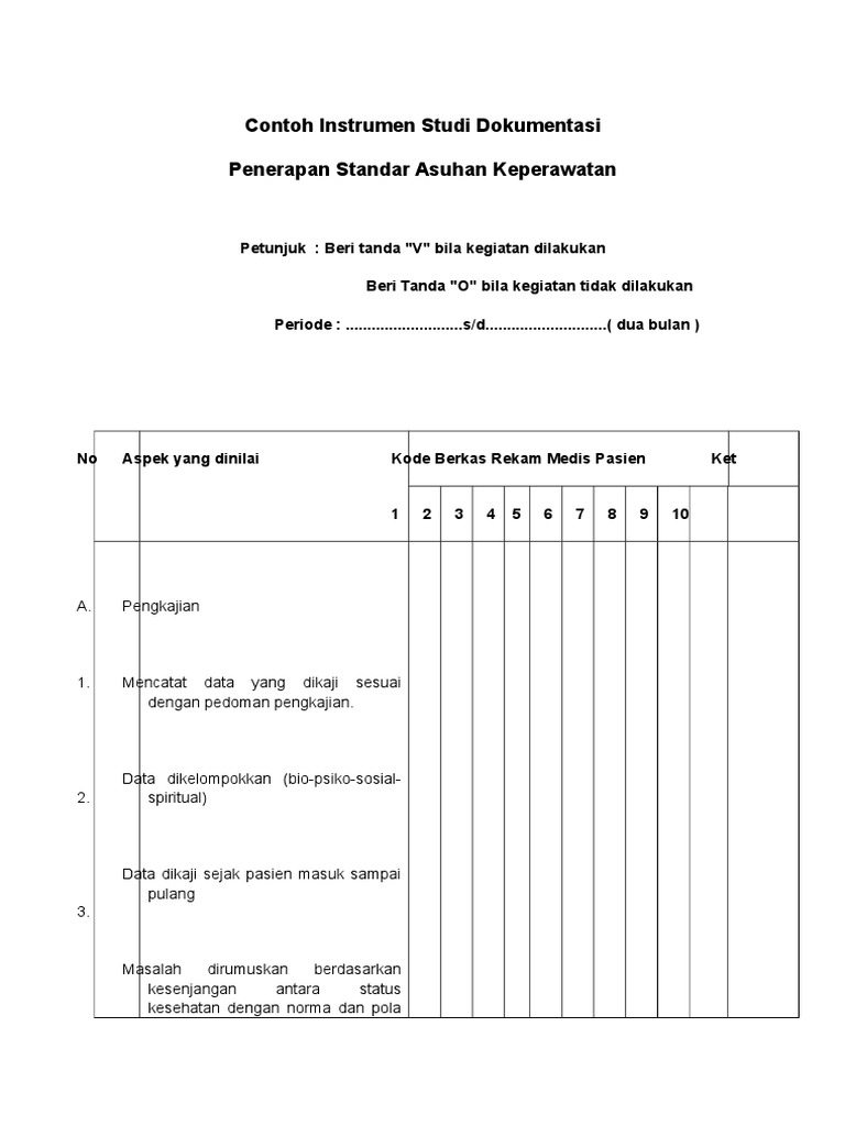 Instrumen Dokumentasi Keperawatan | PDF