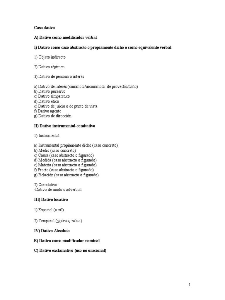 Caso Dativo Resumen y Ejemplos | PDF | Verbo | Semántica