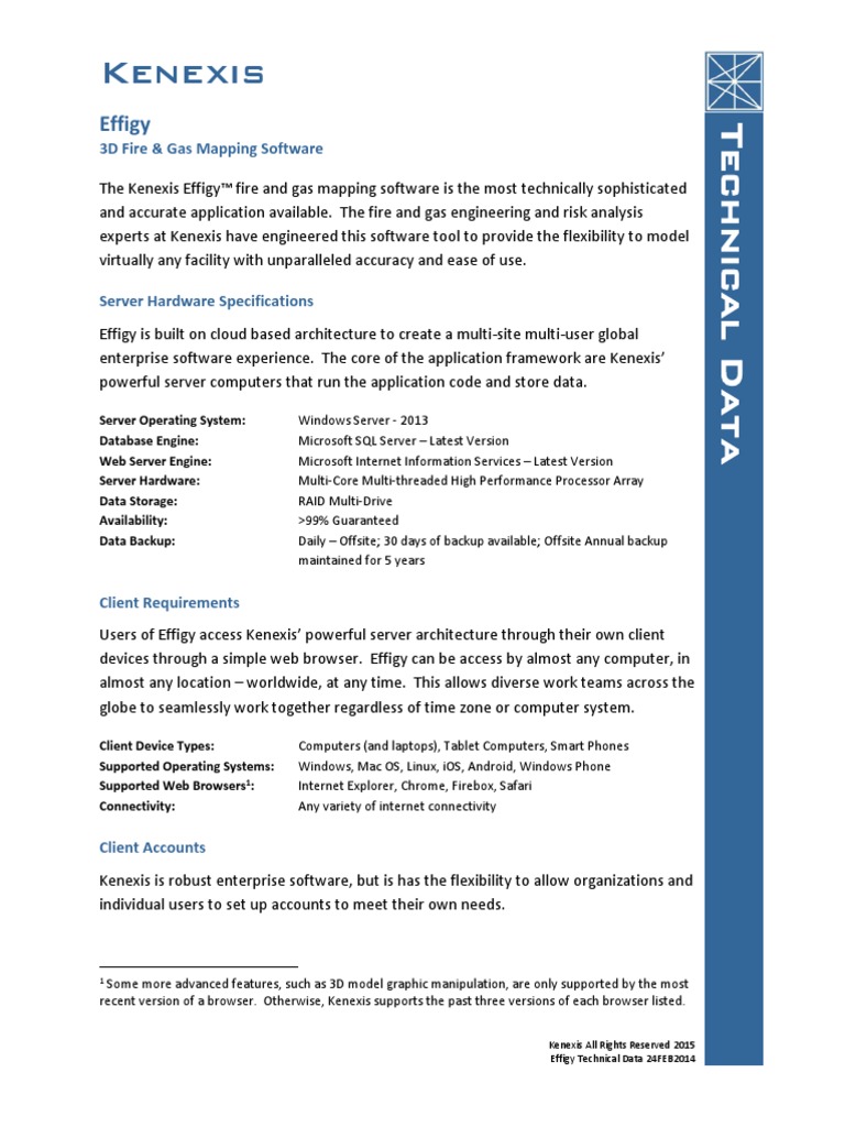 Kenexis Effigy Technical Data 10JAN2015 | PDF | Databases | Server (Computing)