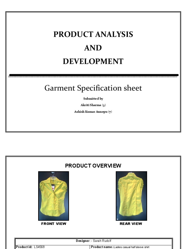 Garments Specification Sheet | PDF | Seam (Sewing) | Shirt