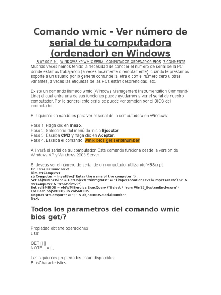 Comando Wmic | PDF | Controlador de interfaz de red | Memoria del ordenador