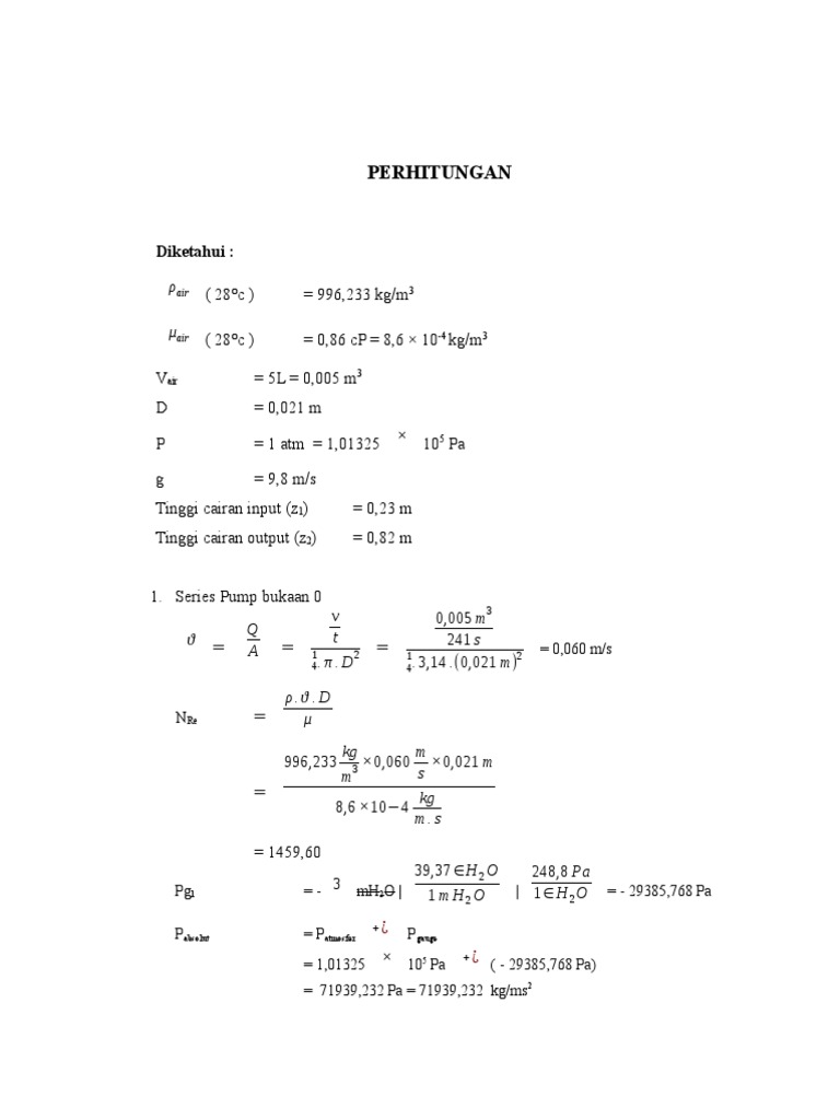 Analisis Perhitungan Pompa Air | PDF | Science & Mathematics ...