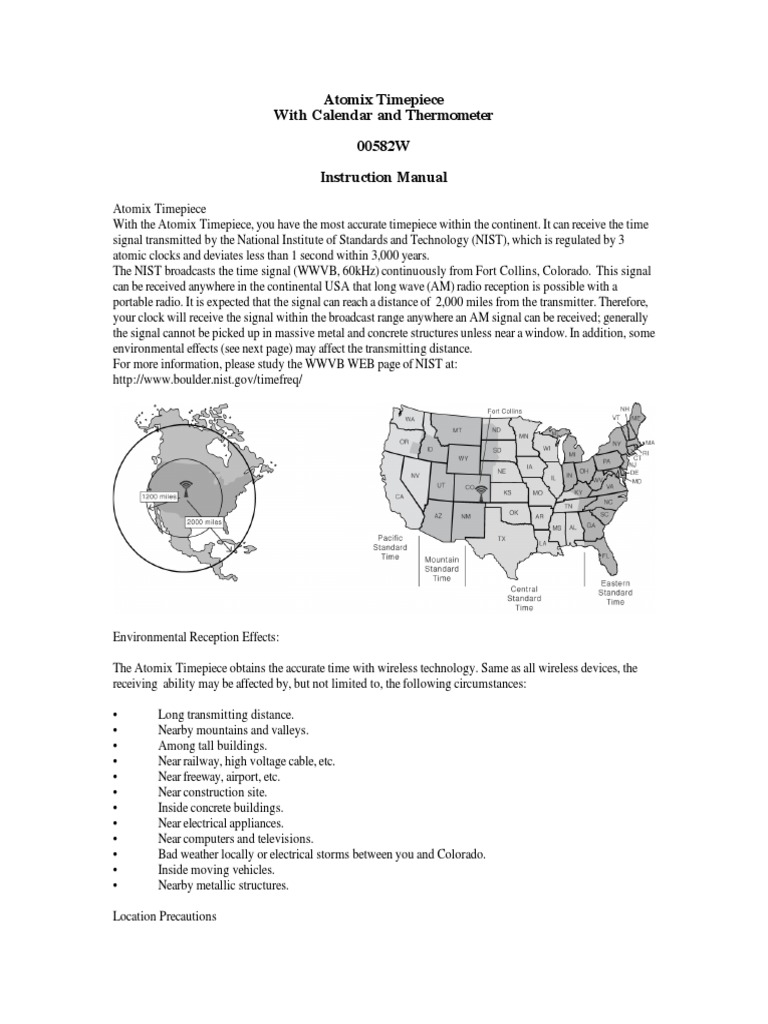 Atomix 00582W Manual | PDF | Clock | Transmitter