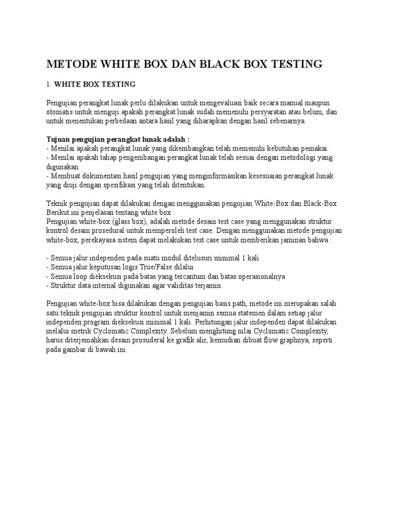 Metode White Box Dan Black Box Testing | PDF