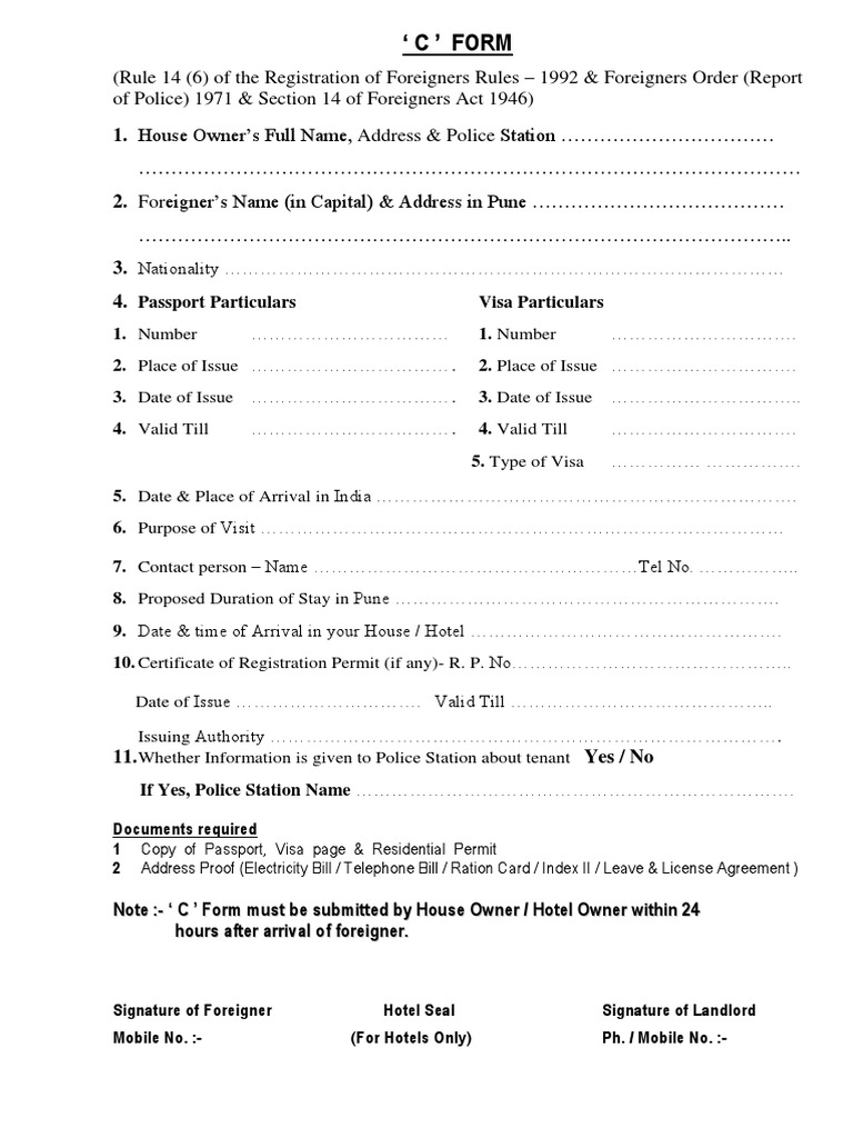 15 - C Form (English) | PDF