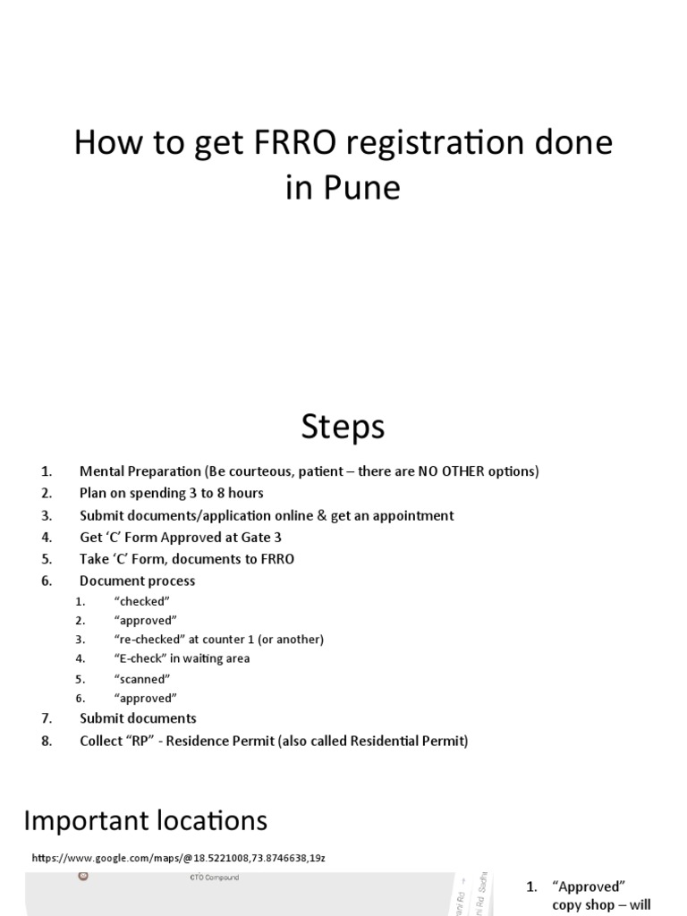 FRRO Registration Guide Pune | PDF