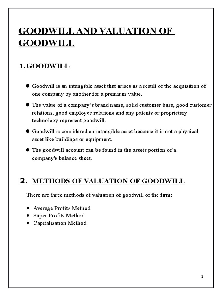 Valuation of Goodwill | PDF | Goodwill (Accounting) | Valuation (Finance)