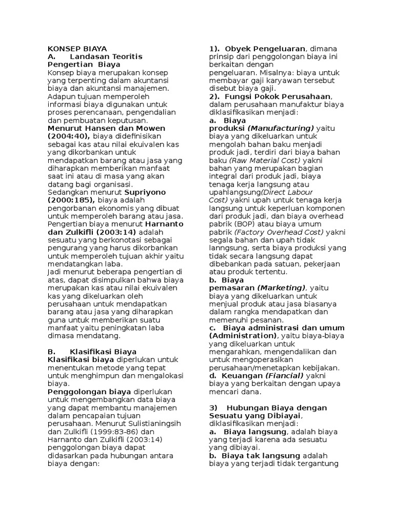 Konsep Biaya | PDF