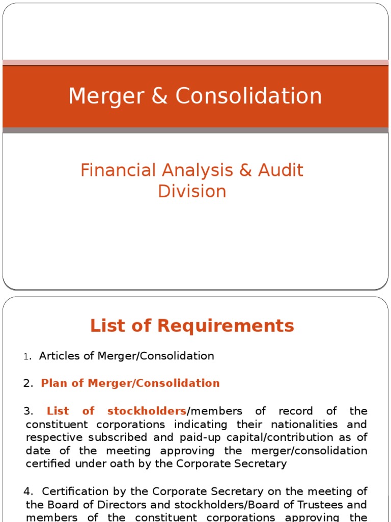 Merger & Consolidation | PDF | Equity (Finance) | Consolidation (Business)