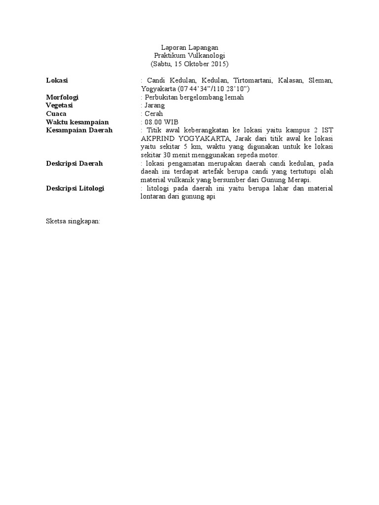 Laporan Lapangan Vulkanologi | PDF