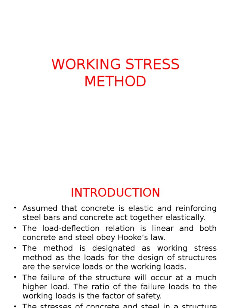 Working Stress Method in RC Design | PDF | Stress (Mechanics) | Bending