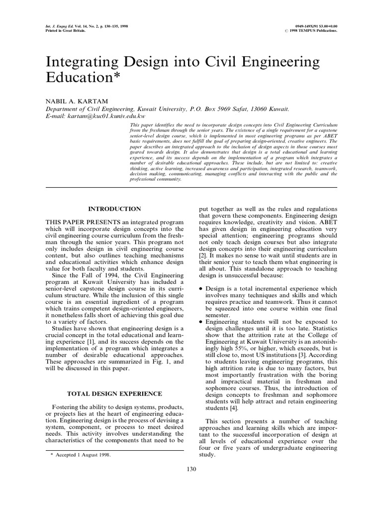 Integrating Design Into Civil Engineering Education | PDF | Design ...